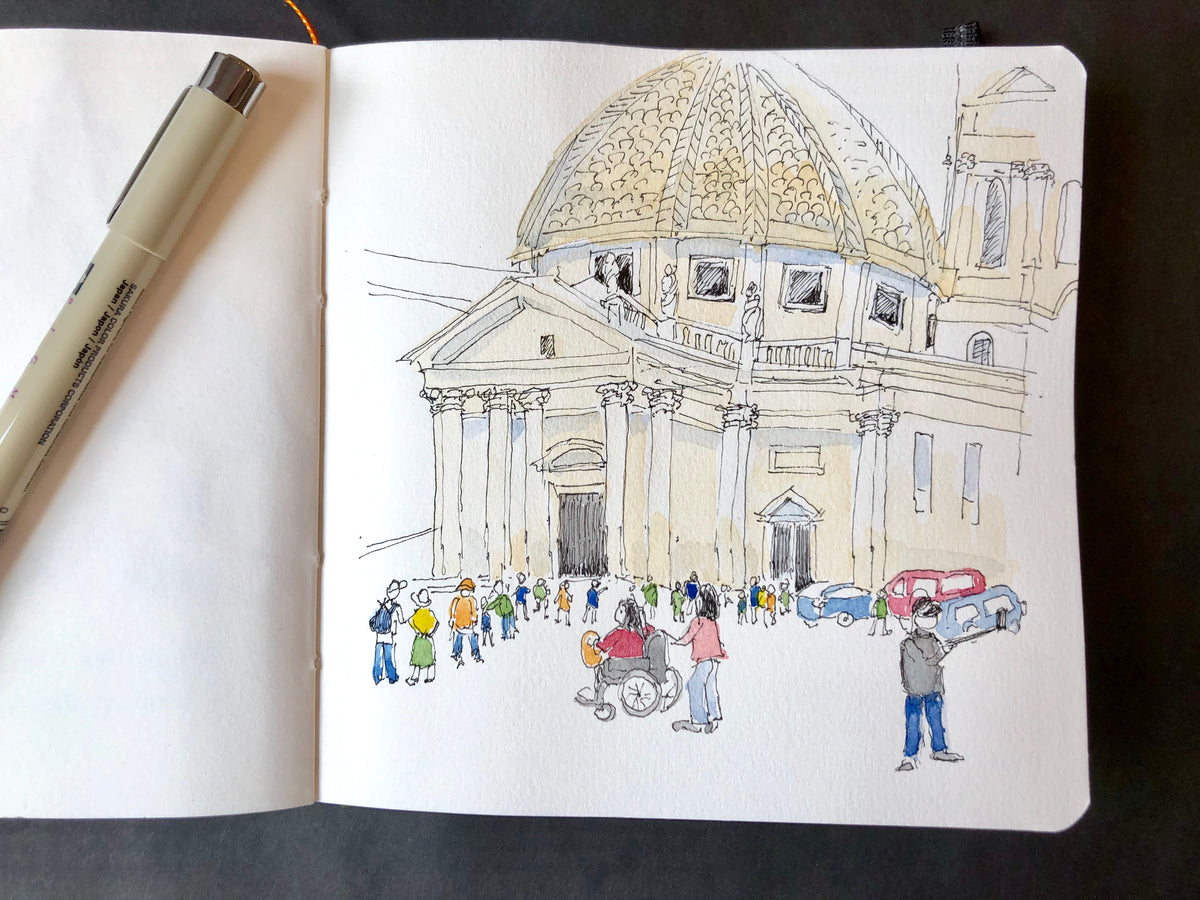 Piazza Sketching in Rome – Martha Knouss WaterColours
